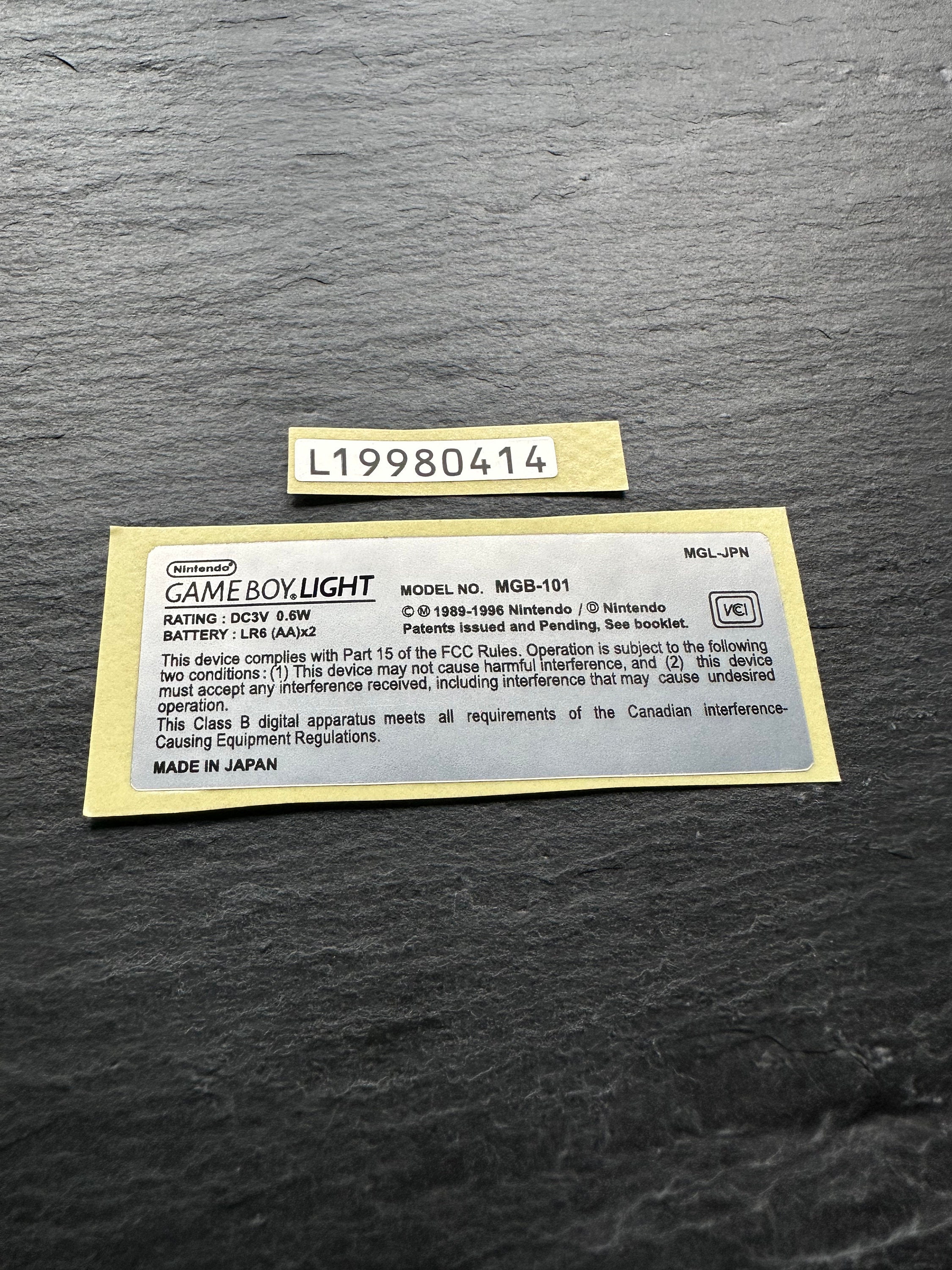 Gameboy Serial Number Stickers / Game Boy Light Game Boy - Etsy