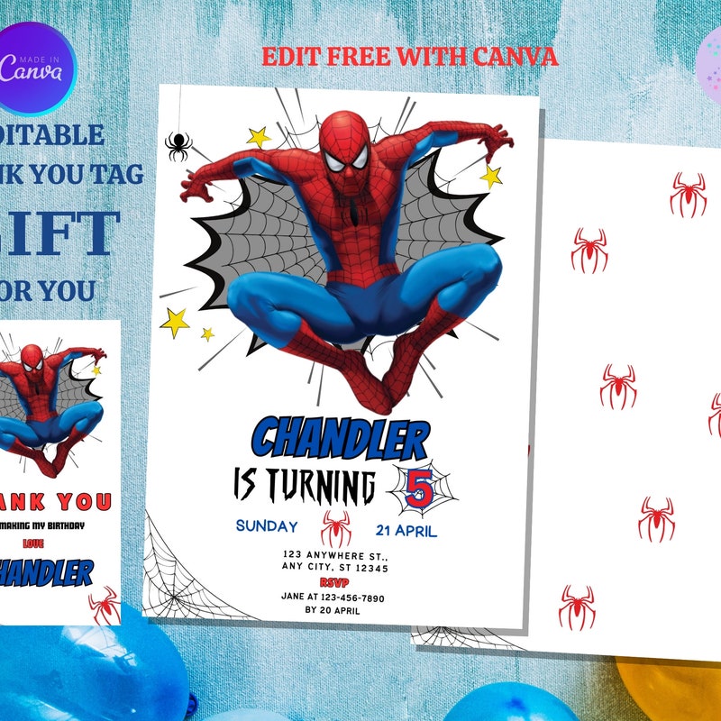 Spiderman Invitation - Etsy