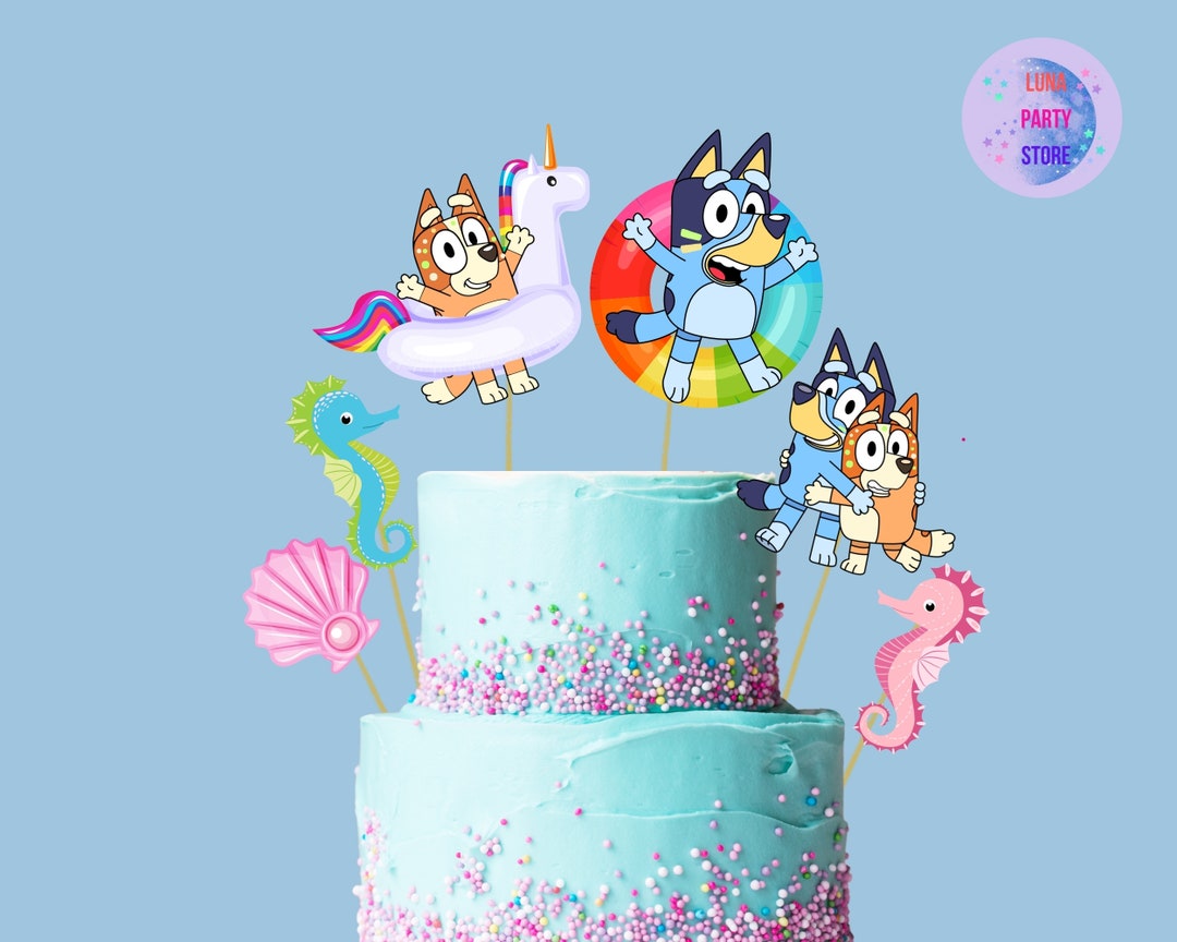 Printable Blue Dog Cake Topper,blue Dog Birthday Party Decor,girl Boy ...