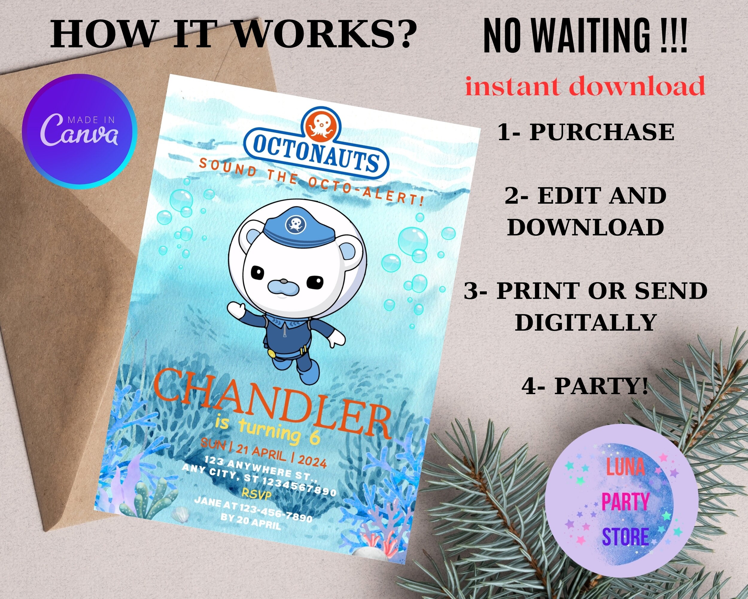 Octonauts Invitation,captain Barnacles Invite,girl Boy Birthday Party ...