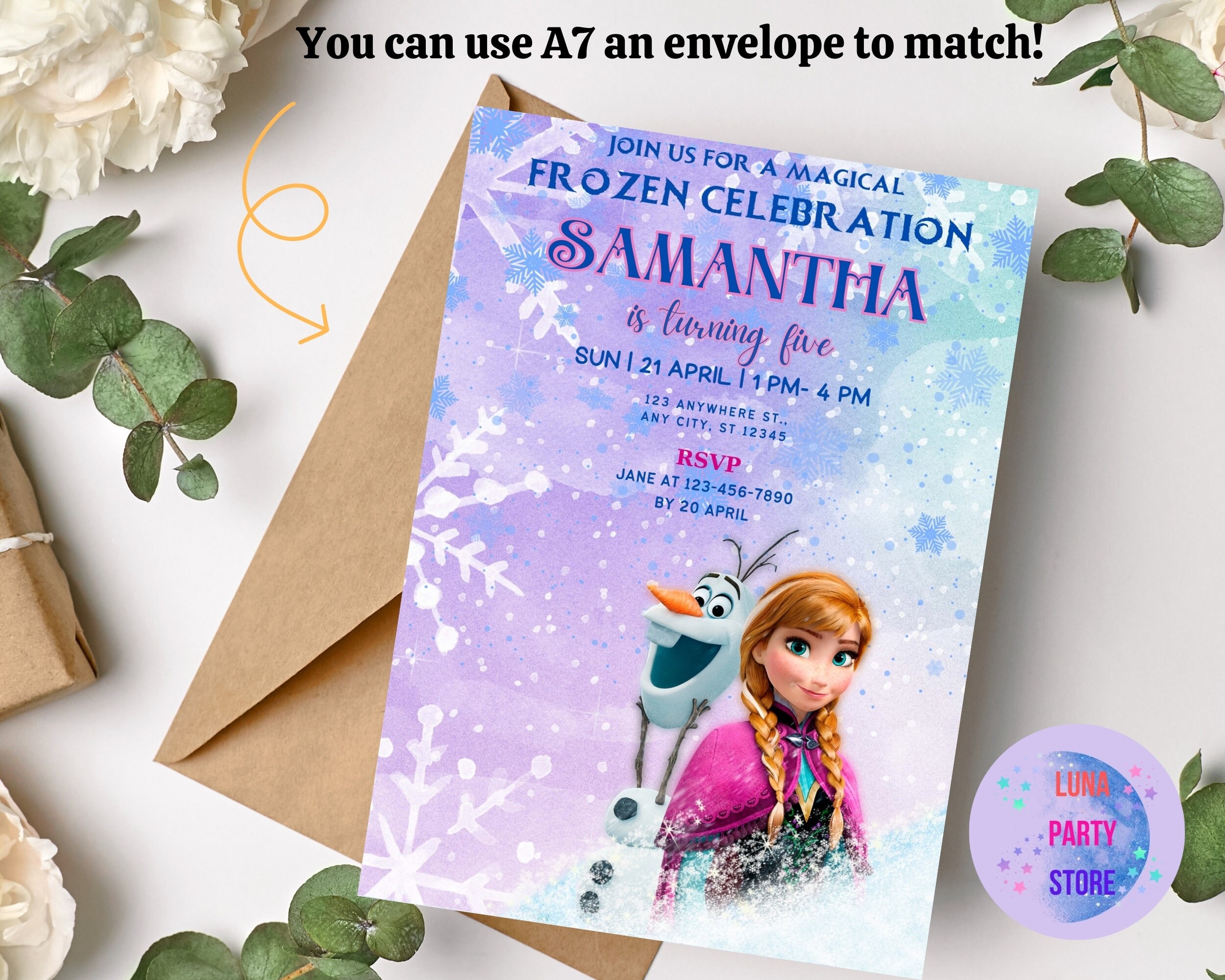 Editable Frozen Birthday Invitation Template,princess Anna Evite ...