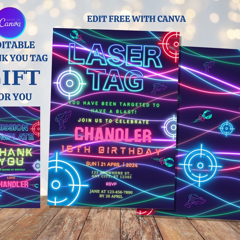 Laser Tag Invites - Etsy