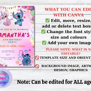 Pink Birthday Invitation Template,editable Cartoon Birthday Invitation ...