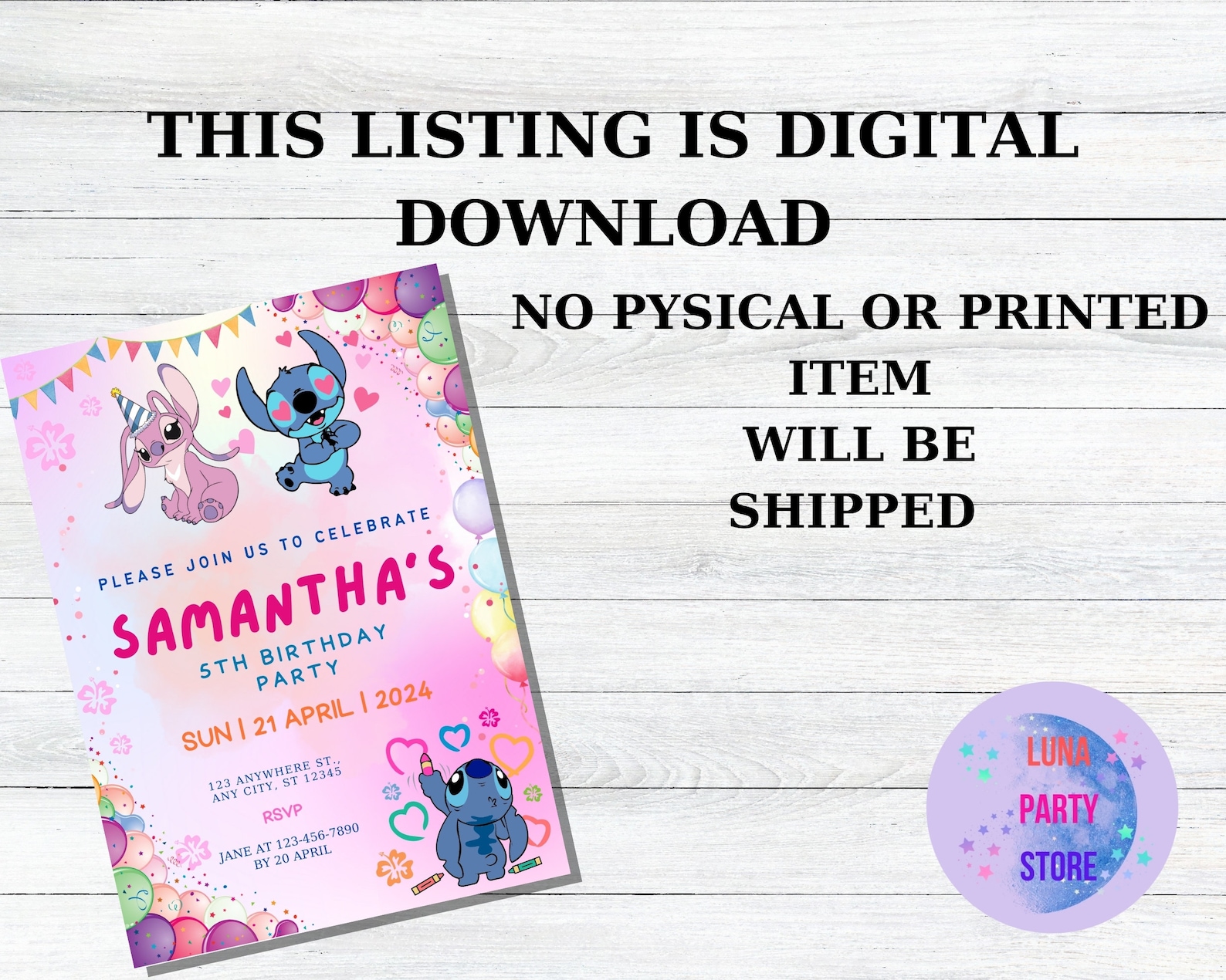 Pink Birthday Invitation Template,editable Cartoon Birthday Invitation ...