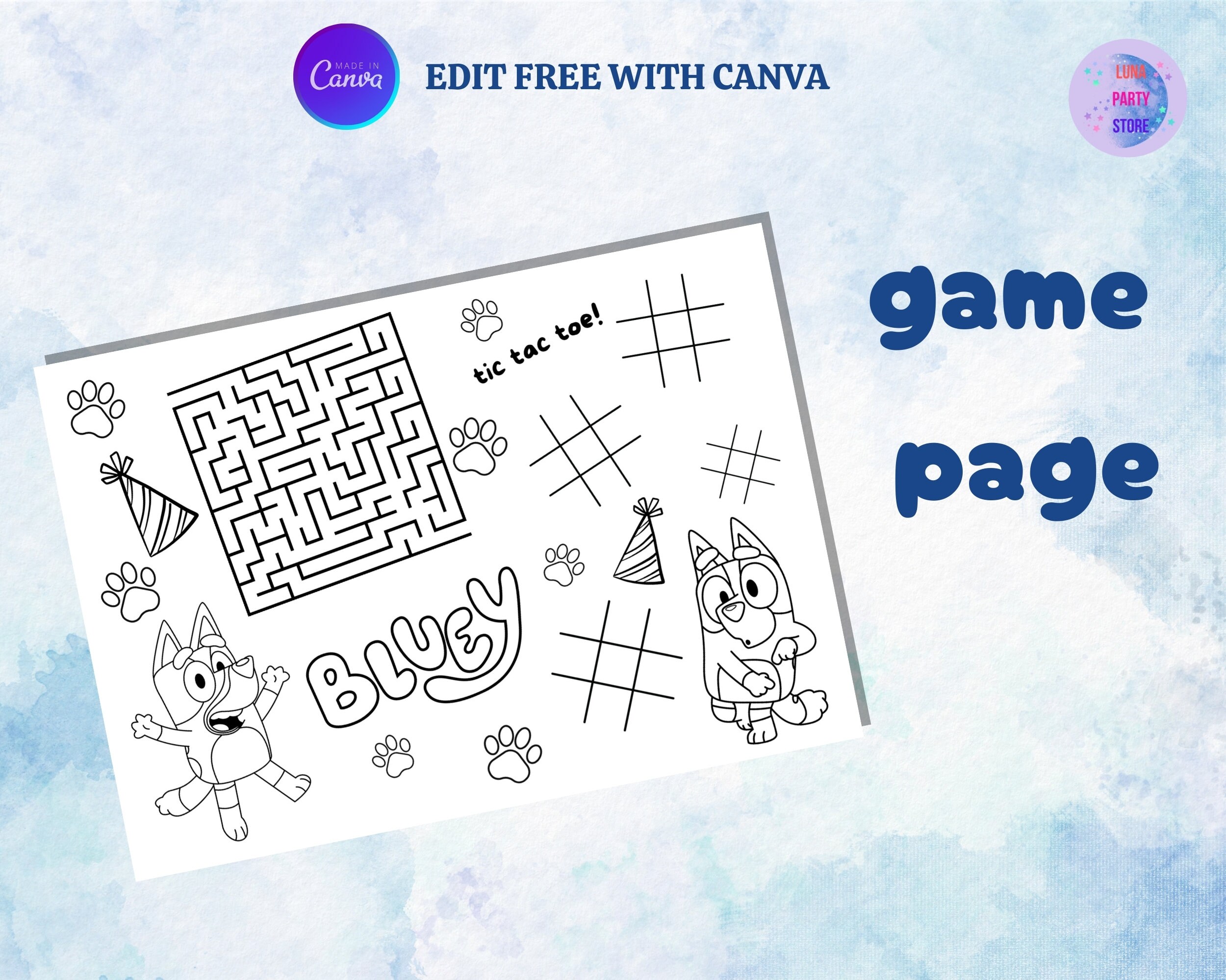 Blue Dog Coloring Sheet Set,blue Dog Party,blue Dog Activities,party ...