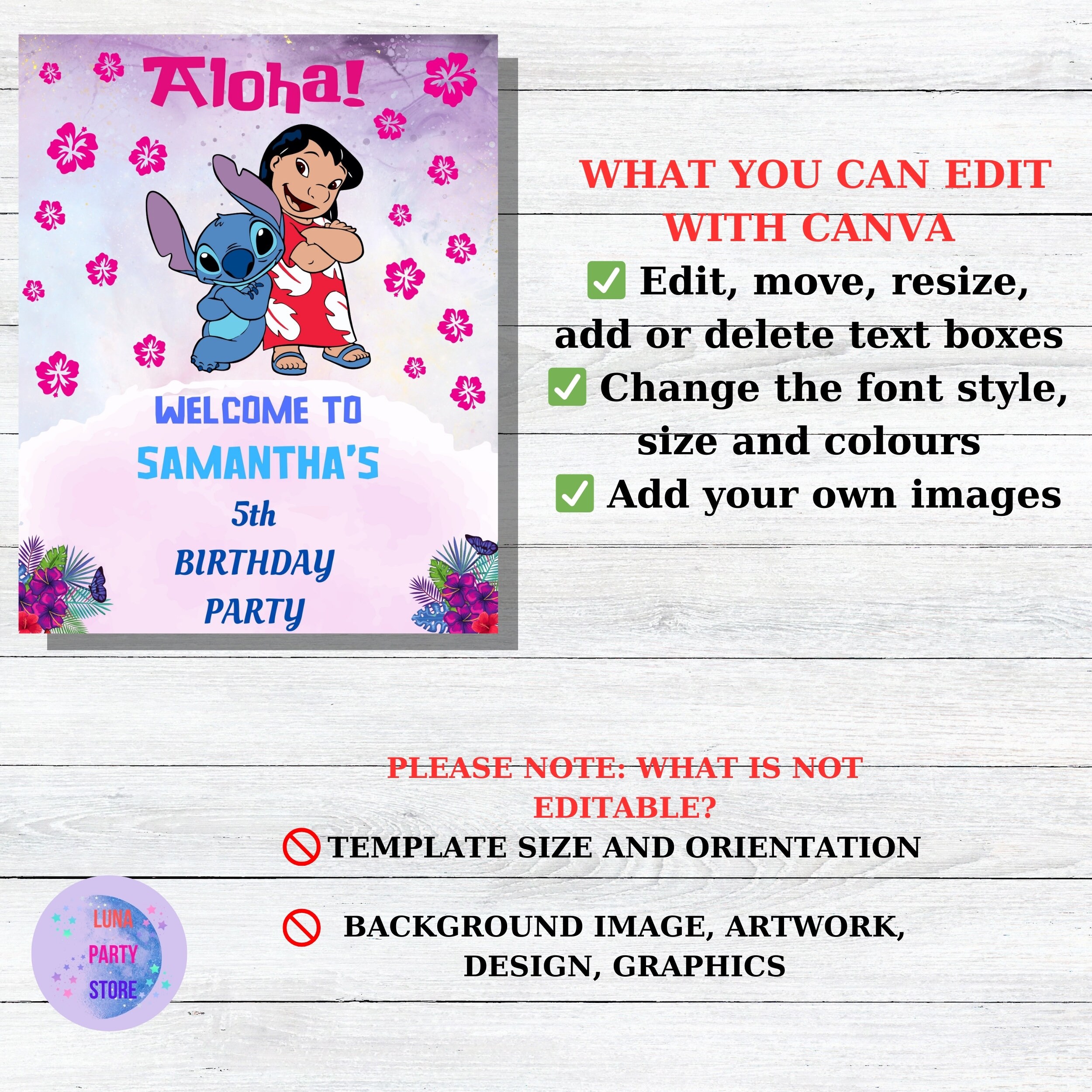 Editable Cartoon Birthday Welcome Sign,birthday Party Favors,girls ...