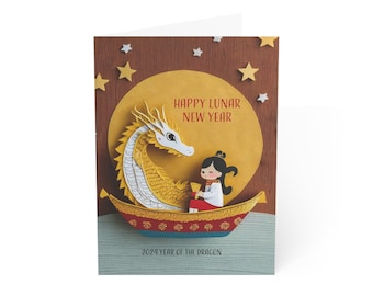 Year of the Dragon Greeting Cards 1, 10, 30, and 50 Packs, Chinese New ...