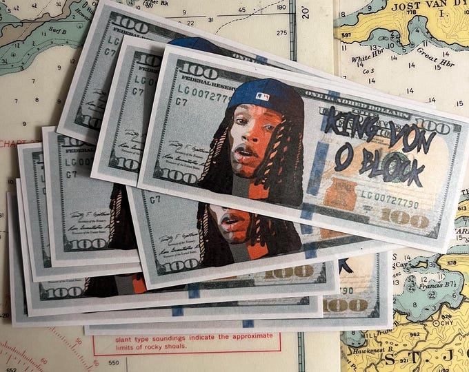 King Von 100 Dollar Bill Art Sticker - Etsy