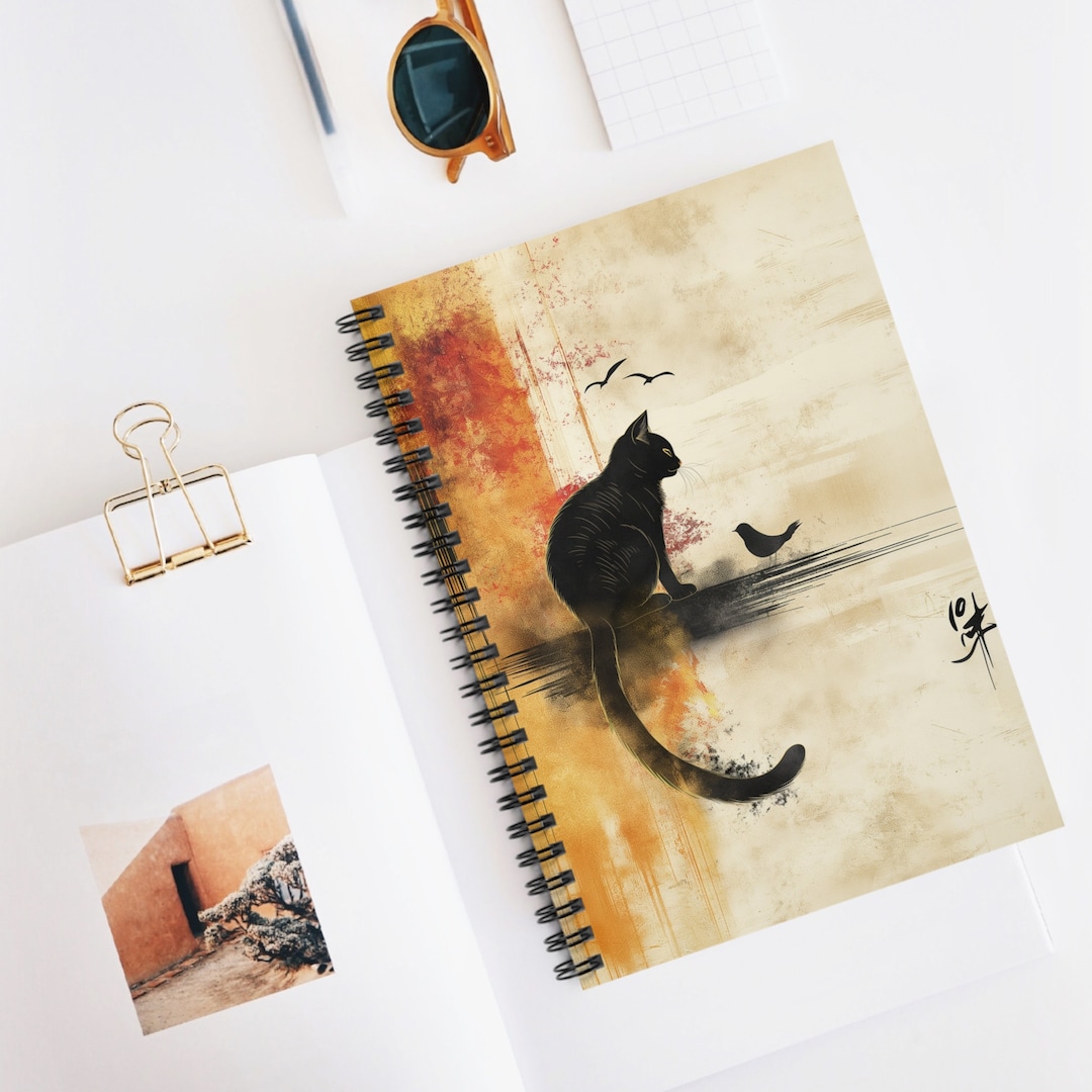 Zen-inspired Cat Notebook - Japanese Aesthetic With Ruled Lines for ...