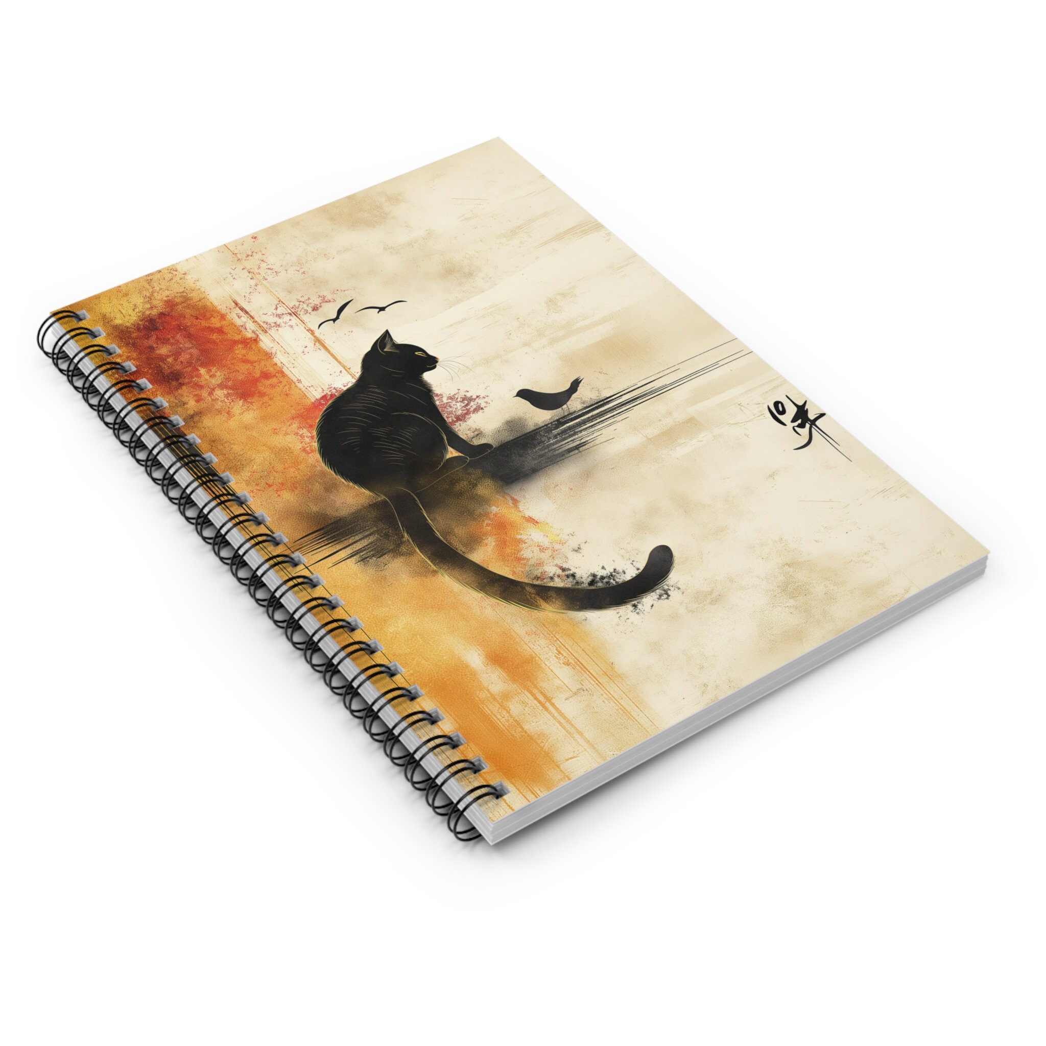 Zen-inspired Cat Notebook - Japanese Aesthetic With Ruled Lines for ...