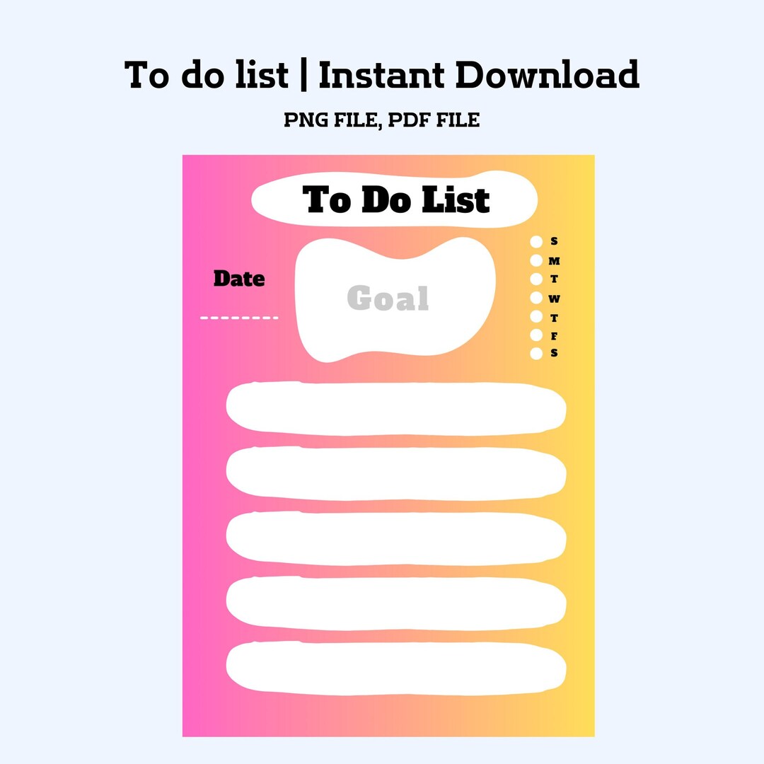 Minimalist to Do List, Color to Do List, Simple Tasks List ...