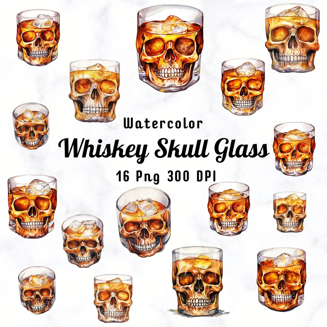 Whiskey Skull Glass Clipart ,watercolor Whiskey , Whiskey PNG ,st ...