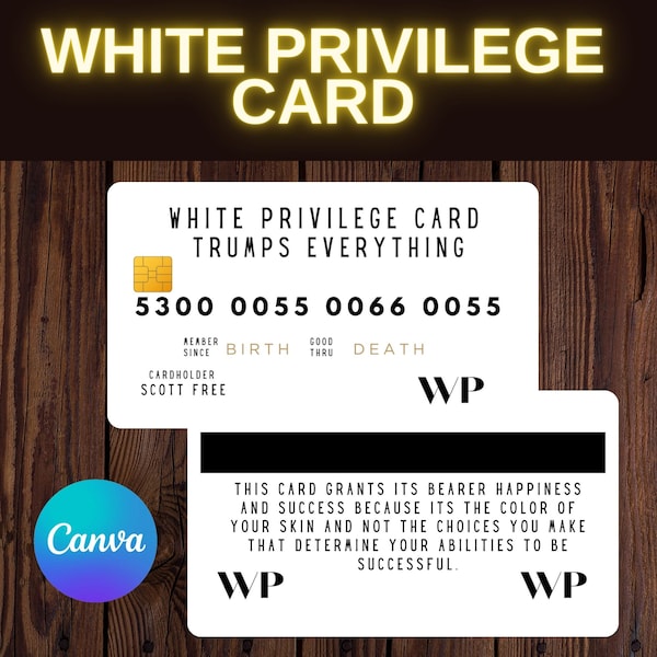 White Privilege Card - Etsy