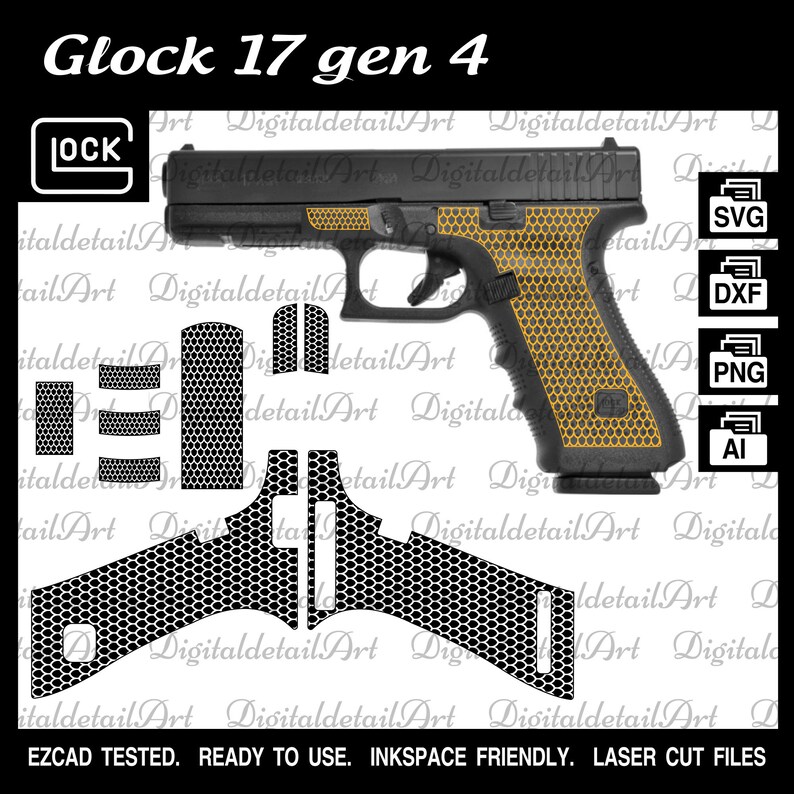 Glock 17 Gen4 Laser Stippling SVG DXF Ai Png, TRIDENT Pattern Template ...