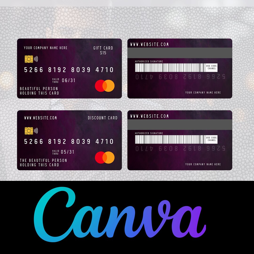 Mastercard Design Canva Template Editable Vector Payment Card ...