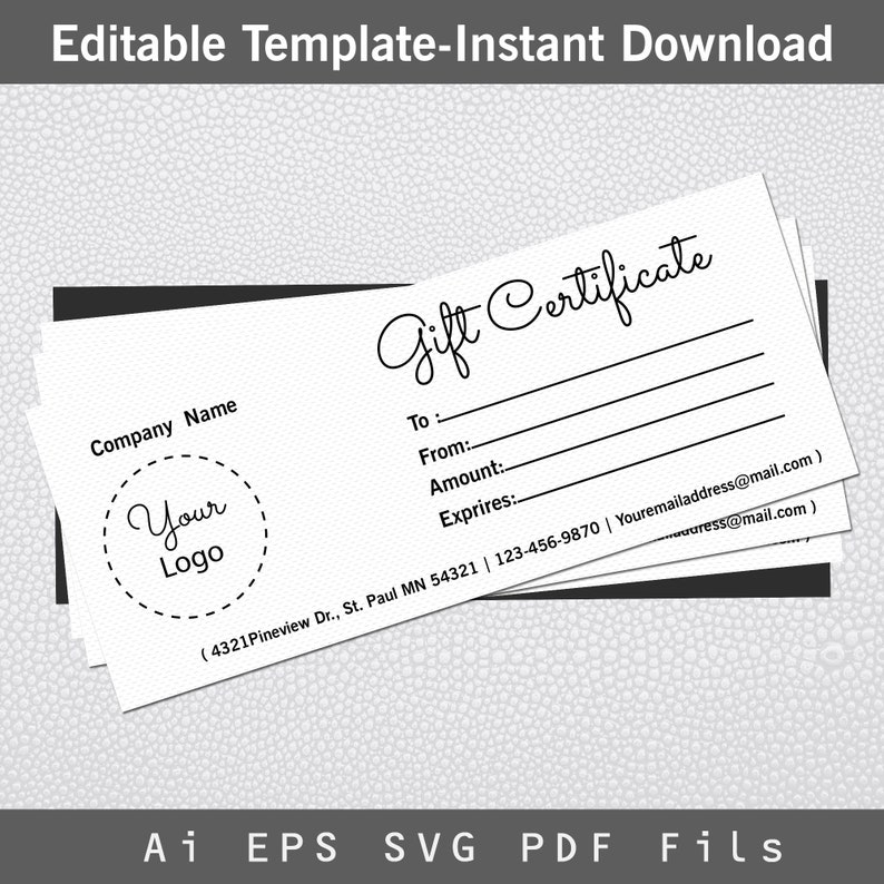 ADD LOGO, Minimal Gift Certificate Template, Minimalist, DIY Gift ...