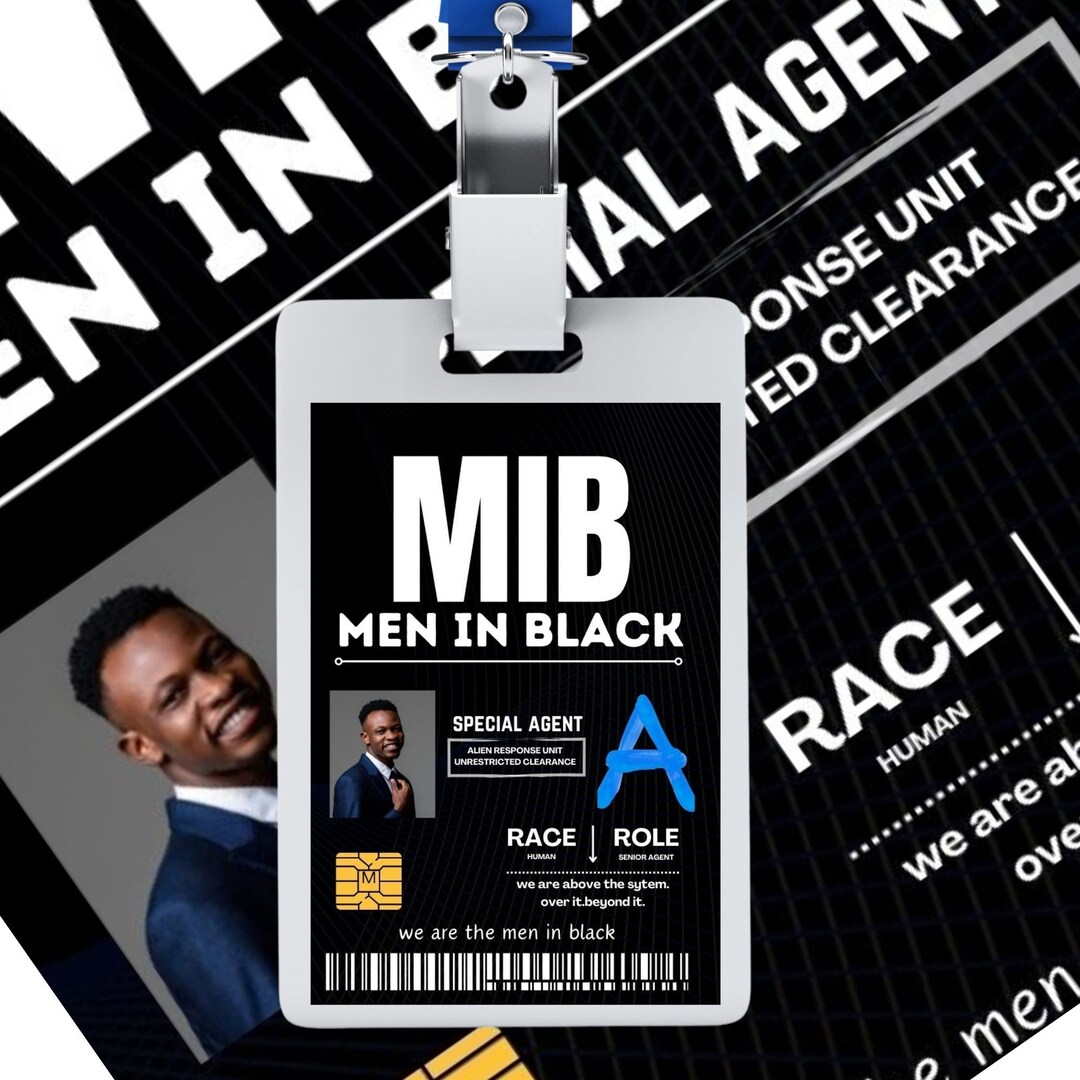 Editable MIB Men in Black ID Card Personalized Agent - Replica Prop ...
