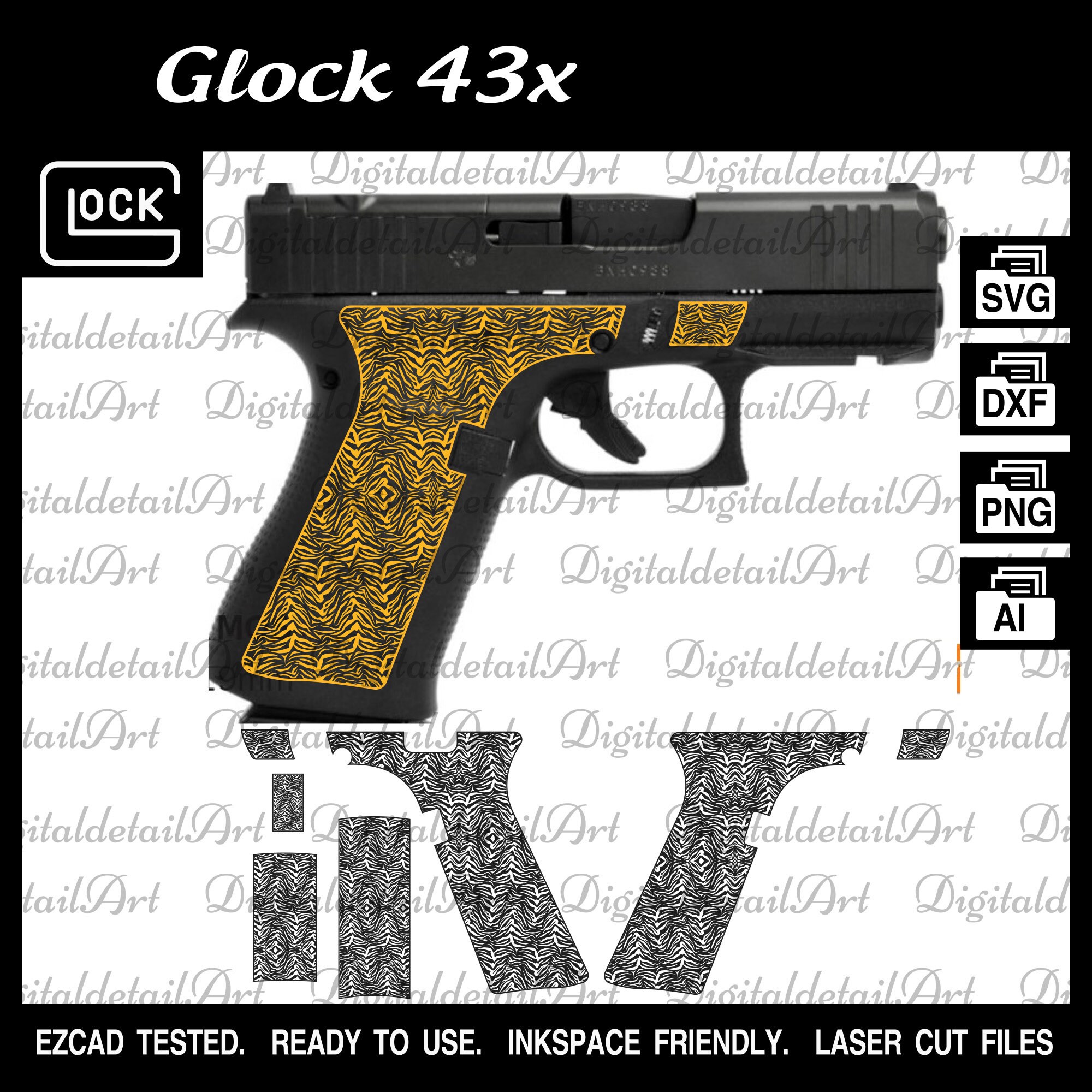 Glock 43X Gun Grip Patterns Laser Engraving Design SVG – Engraving ...
