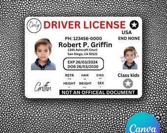Custom Kids Driver's License, Fully Customizable Play ID Card - Etsy