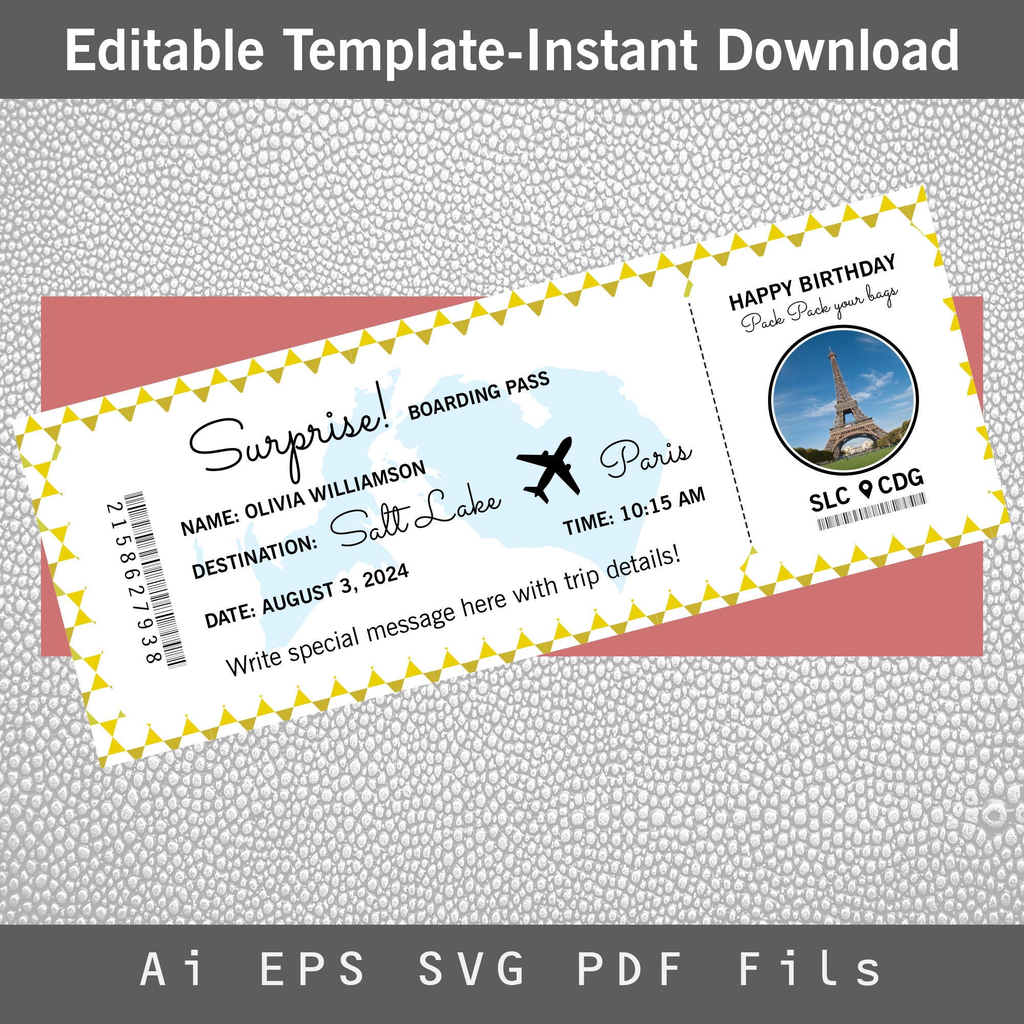 Editable Boarding Pass Template, Adobe Illustrator Boarding Pass ...