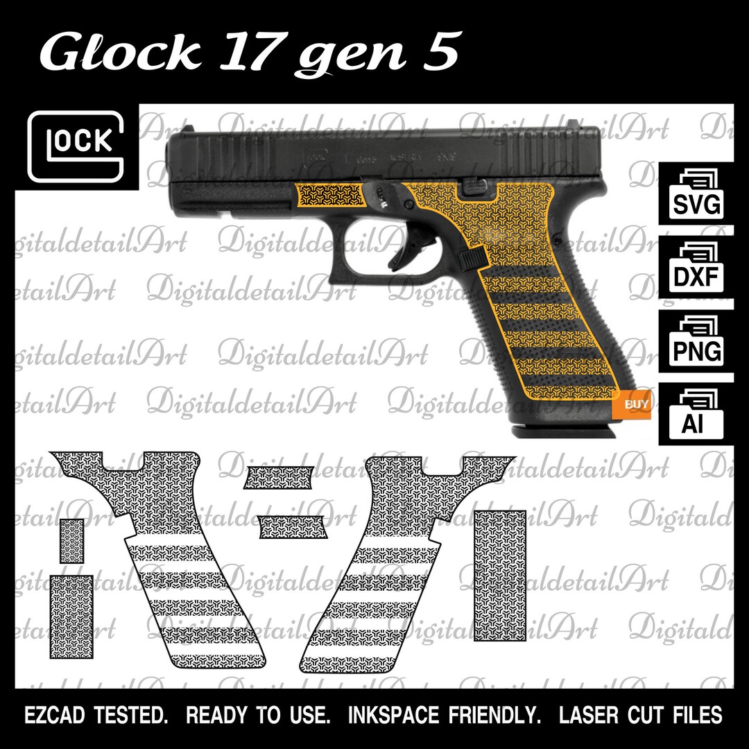 Glock 17 Gen5 Laser Stippling Template, Digital File SVG DXF Ai PNG for ...