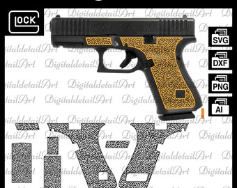 Glock 19 Gen5 Laser Wrap Stippling Grip Template SVG, Perfect for ...