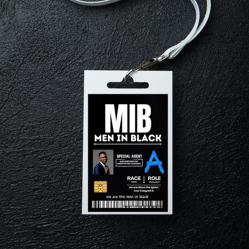 Editable MIB Men in Black ID Card Personalized Agent Replica Prop ...