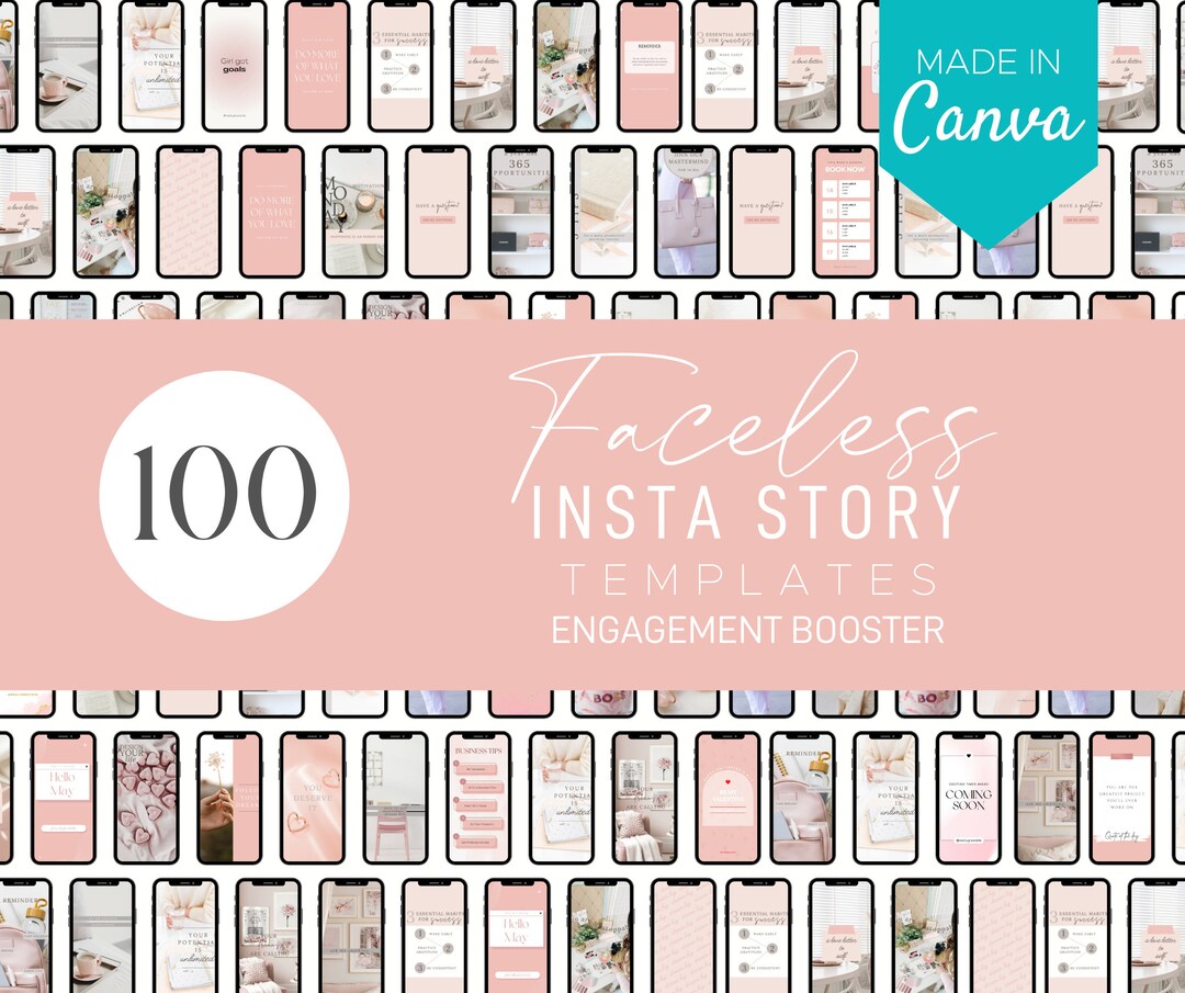 100 Pink Faceless Story Templates, Social Media Posts, Stories and ...
