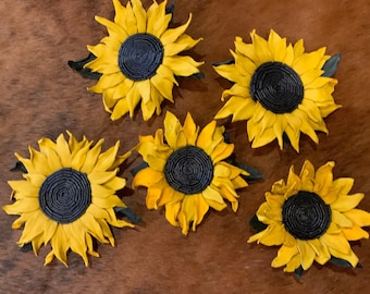 Sunflower Leather Hat Band - Etsy