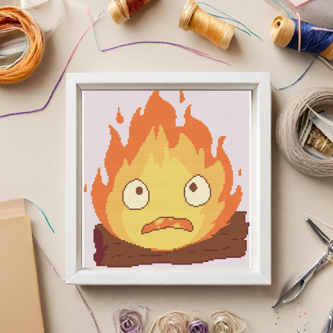 Ghibli Calcifer Howl Moving Castle Modern Cross Stitch Pattern - Etsy