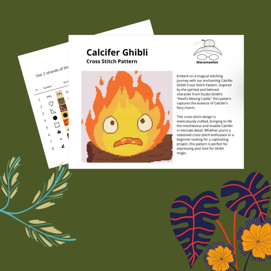 Ghibli Calcifer Howl Moving Castle Modern Cross Stitch Pattern - Etsy