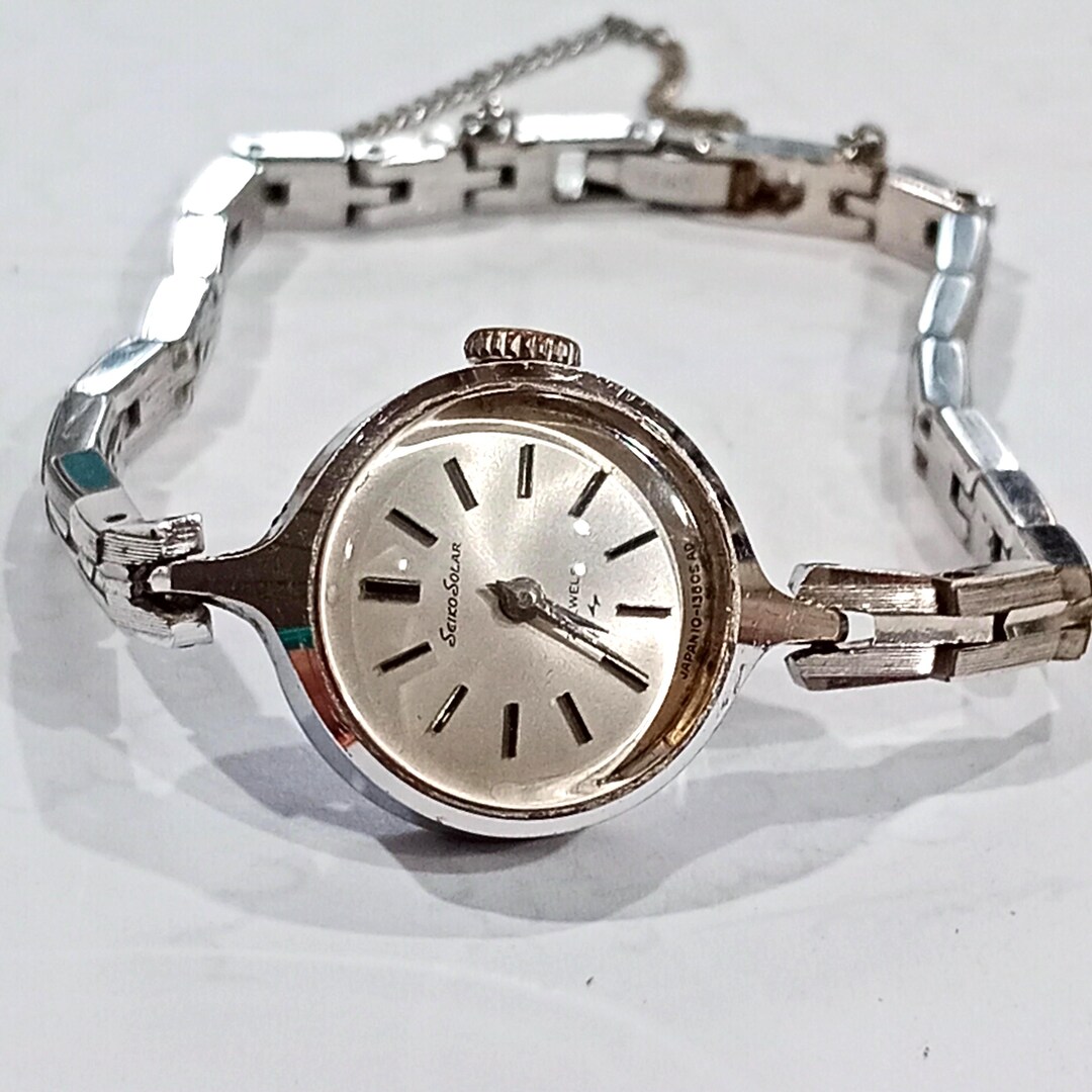 Vintage Seiko Solar Ladies White Gold Plated Manual Wind Watch Wrist 8 ...