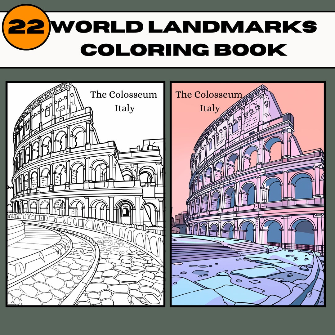 World Landmarks Coloring Book: 22 Wonders of the Globe (PDF) - Etsy