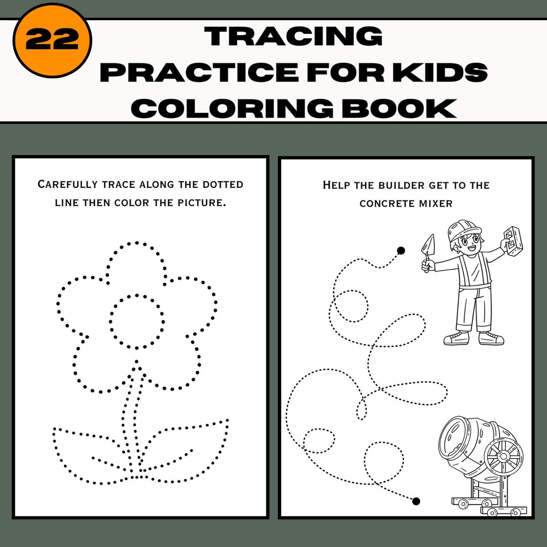 Tracing Practice for Kids, Coloring Book, 8.5x11 and A4 Size, PDF - Etsy