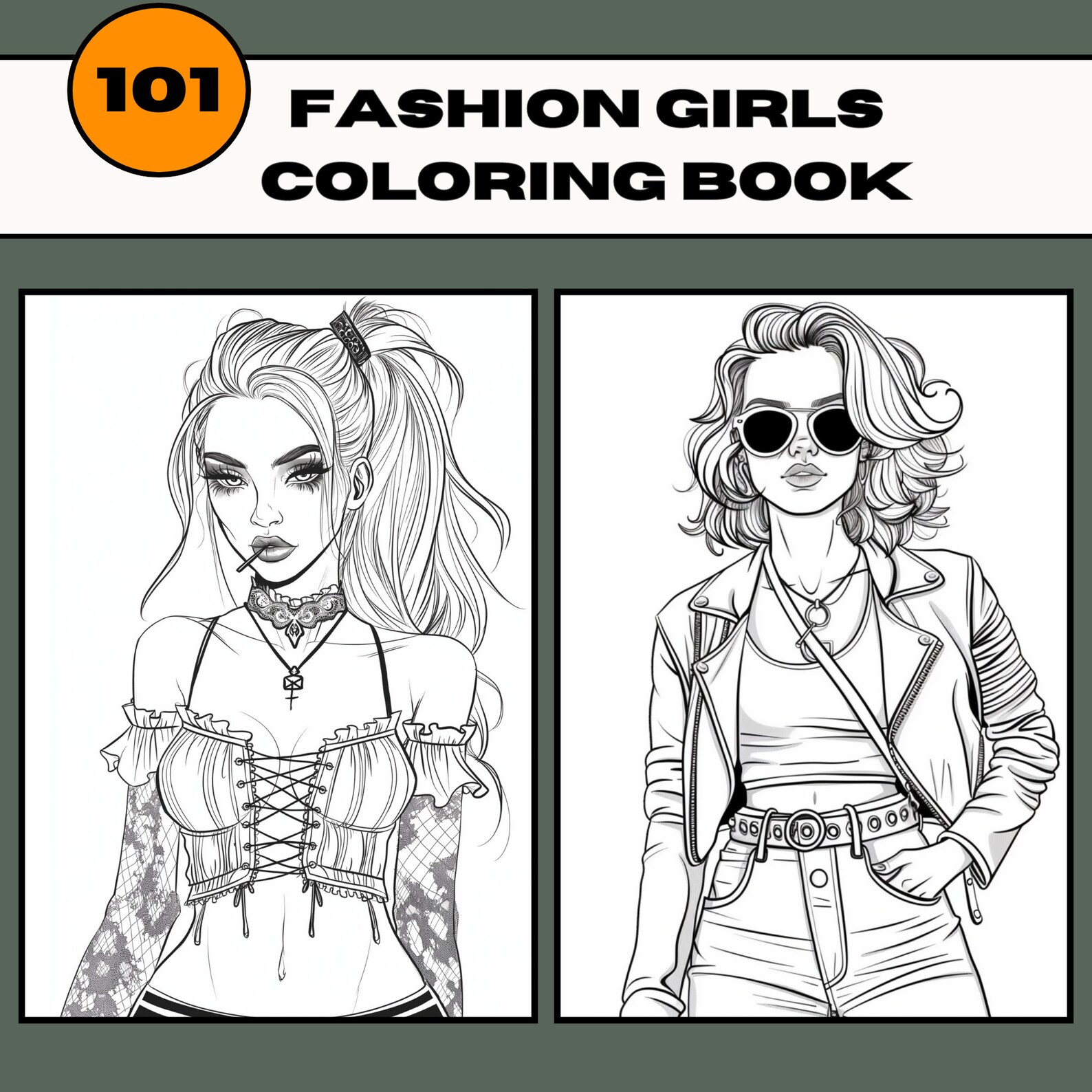 Fashion Girls Coloring Book, Modern and Chic Outfits, for Kids and ...