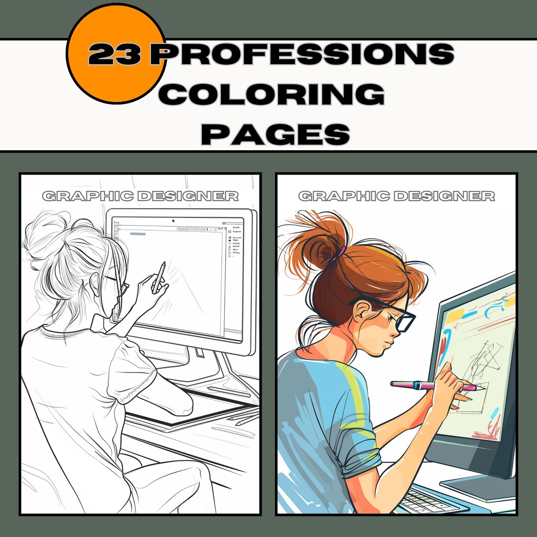 23 Educational Coloring Pages of Professions 8.5x11 and A4 Size, PDF - Etsy