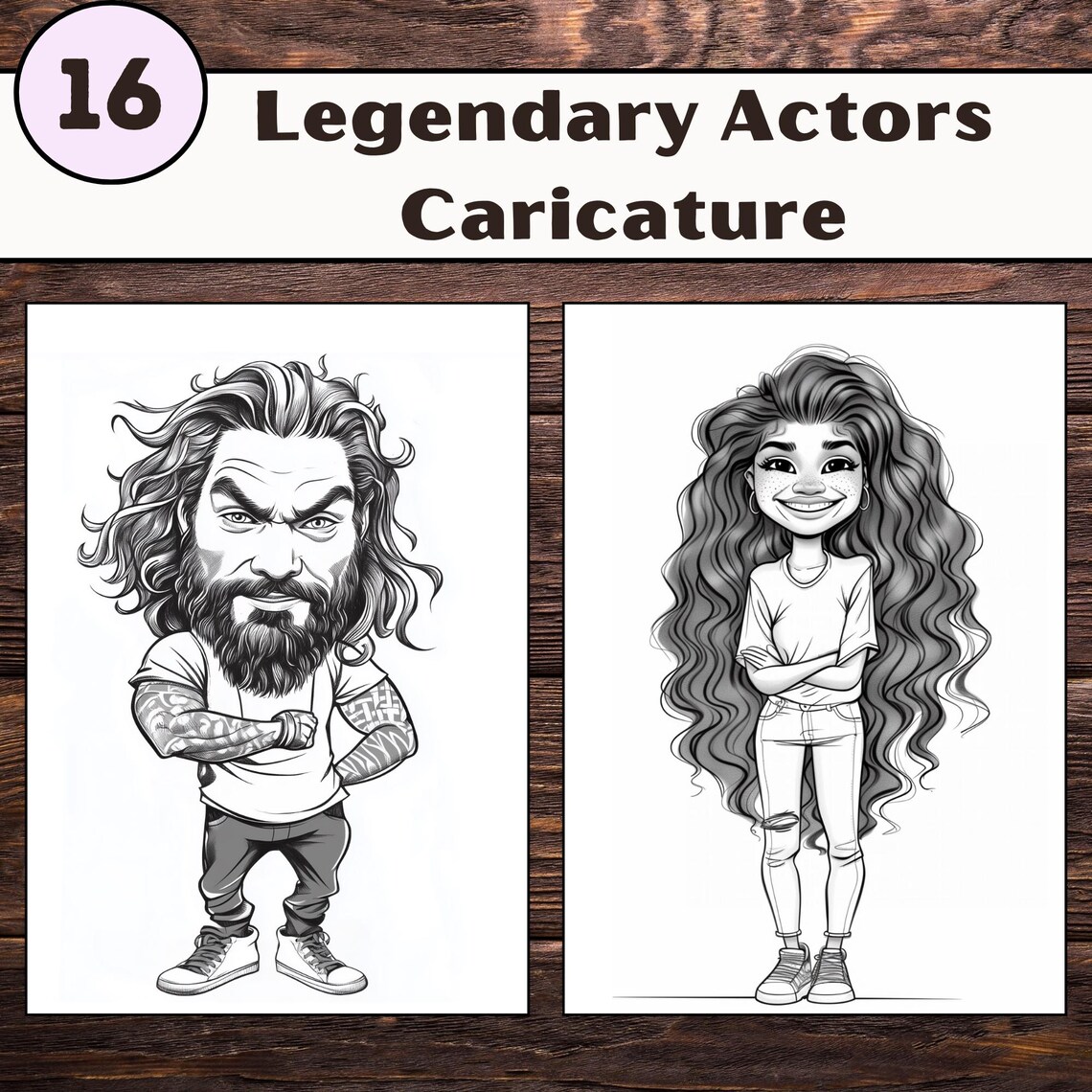 Celebrity Actors, Coloring Book for Teenagers and Children, Caricature ...