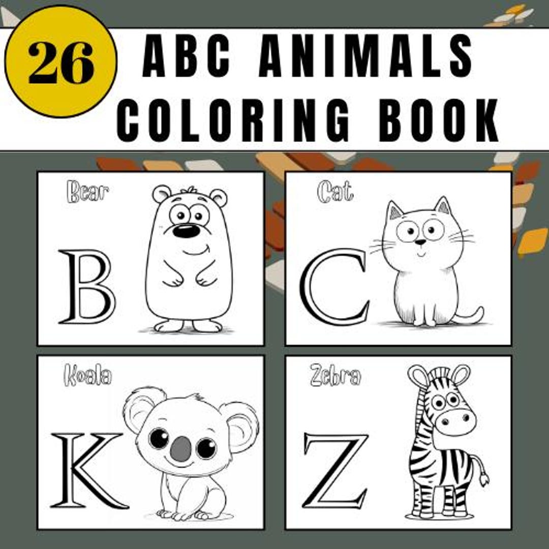Animal Alphabet Coloring Pages: A-Z Printable Learning Activity (PDF ...