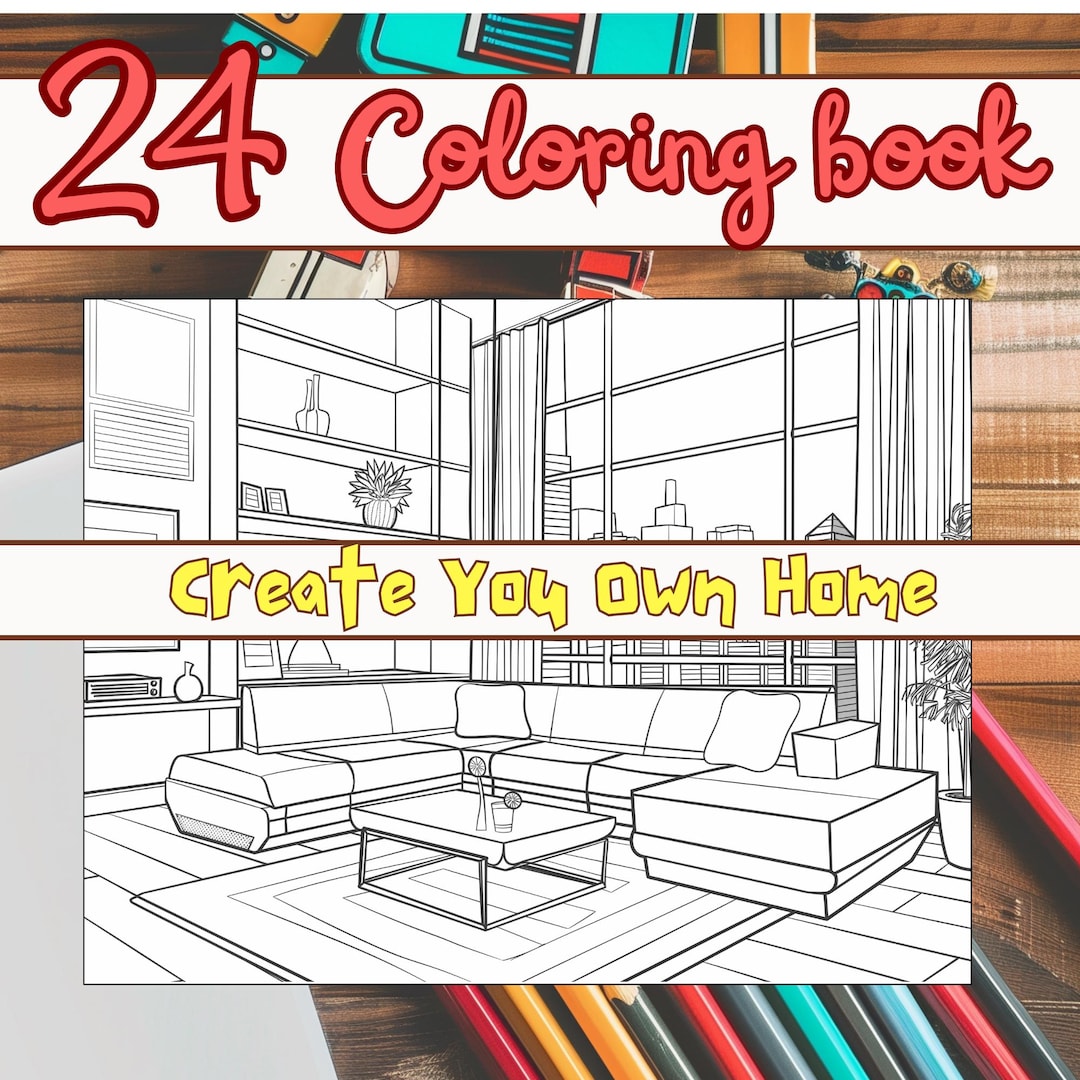 Create Your Own Home, 24 Coloring Pages. Digital Coloring Book ...