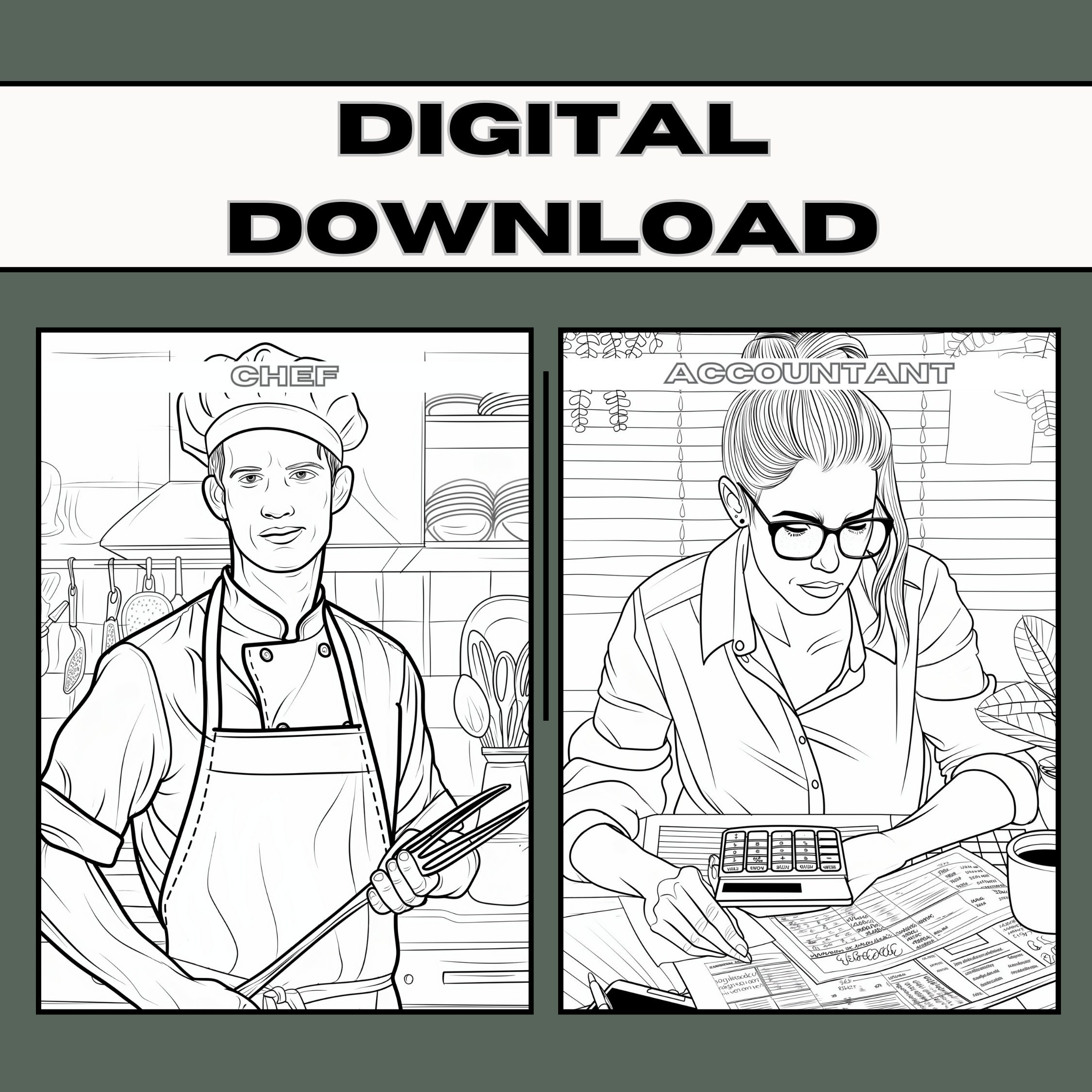 23 Educational Coloring Pages of Professions 8.5x11 and A4 Size, PDF - Etsy