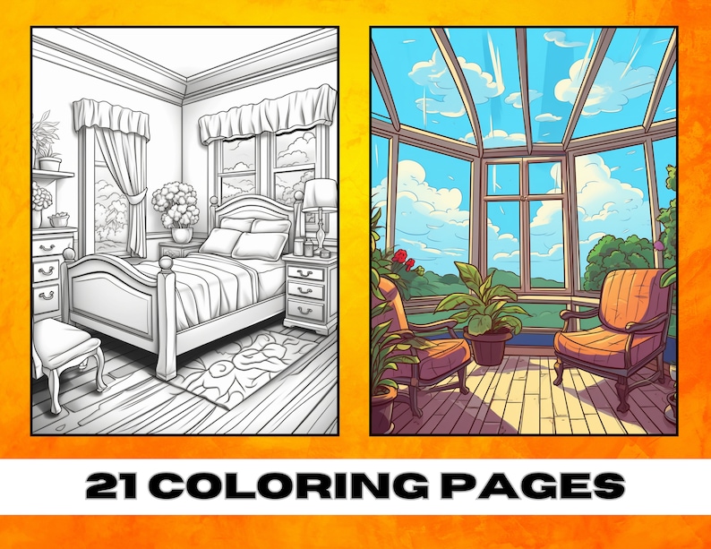 Coloring Pages: 21 Shades of Home - an Interior Design Coloring Journey ...