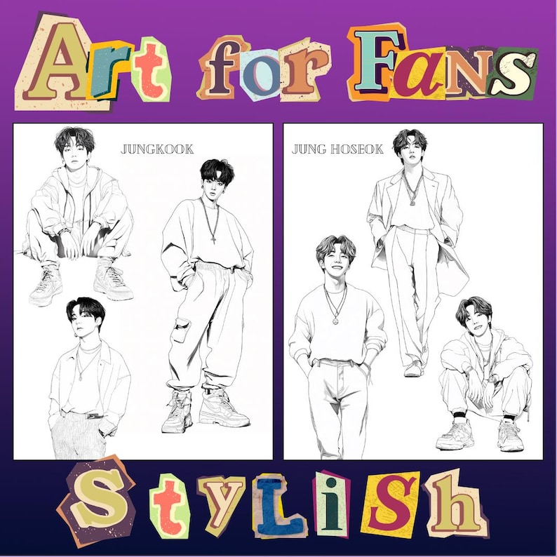Stylish K-pop Coloring Pages, Art for Fans. for Teenagers and Children ...