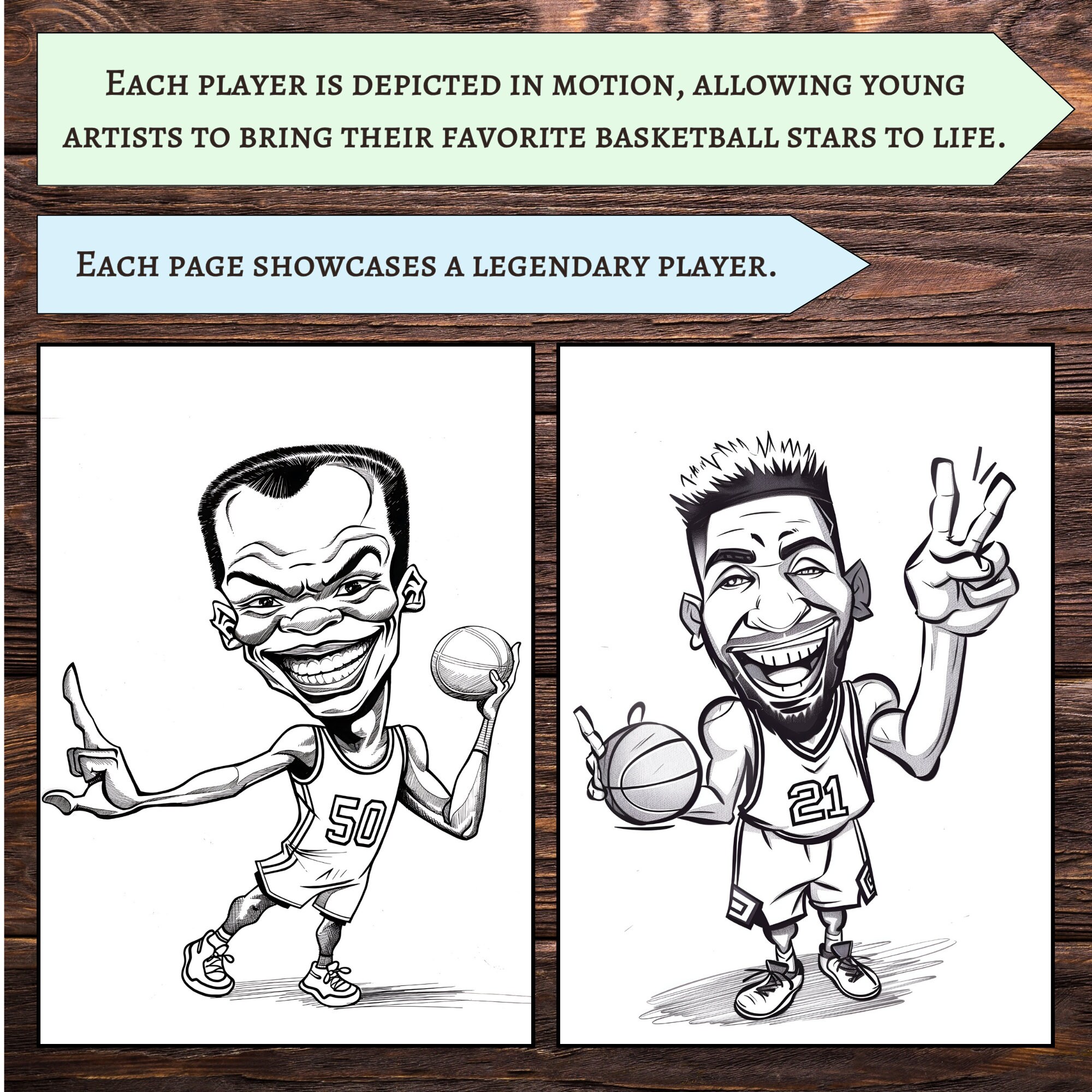 Basketball Legends Coloring Book for Teenagers and Children, 8.5x11 and ...