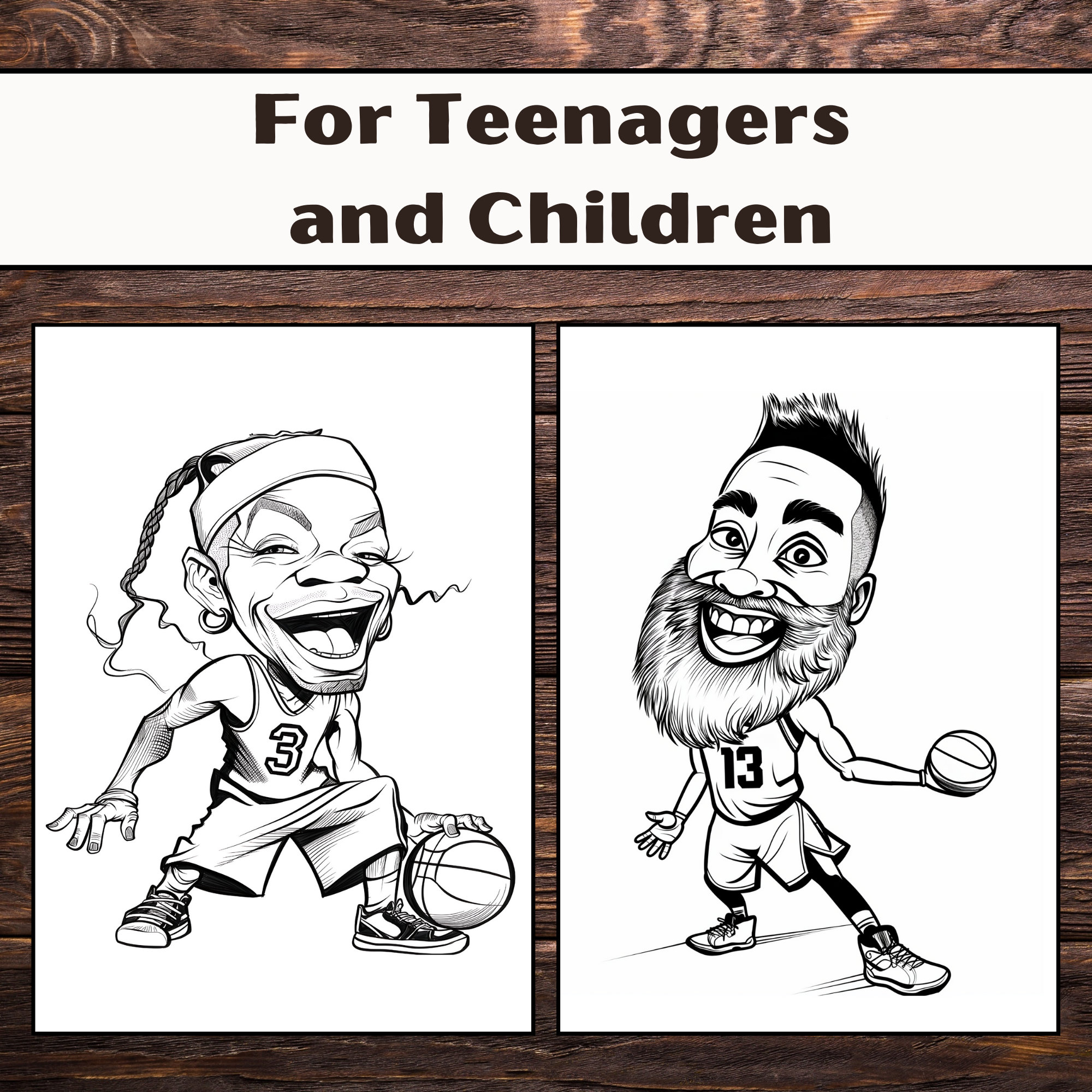 Basketball Legends Coloring Book for Teenagers and Children, 8.5x11 and ...