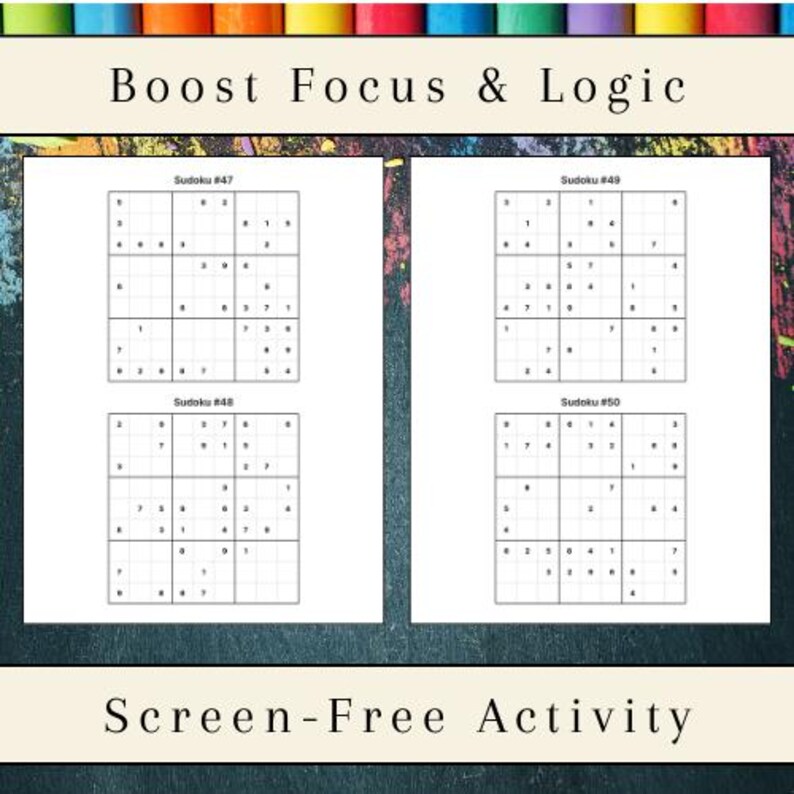 Easy Sudoku Book Printable | 50 Sudoku Puzzles + Answer Key | Kids 8–12 ...