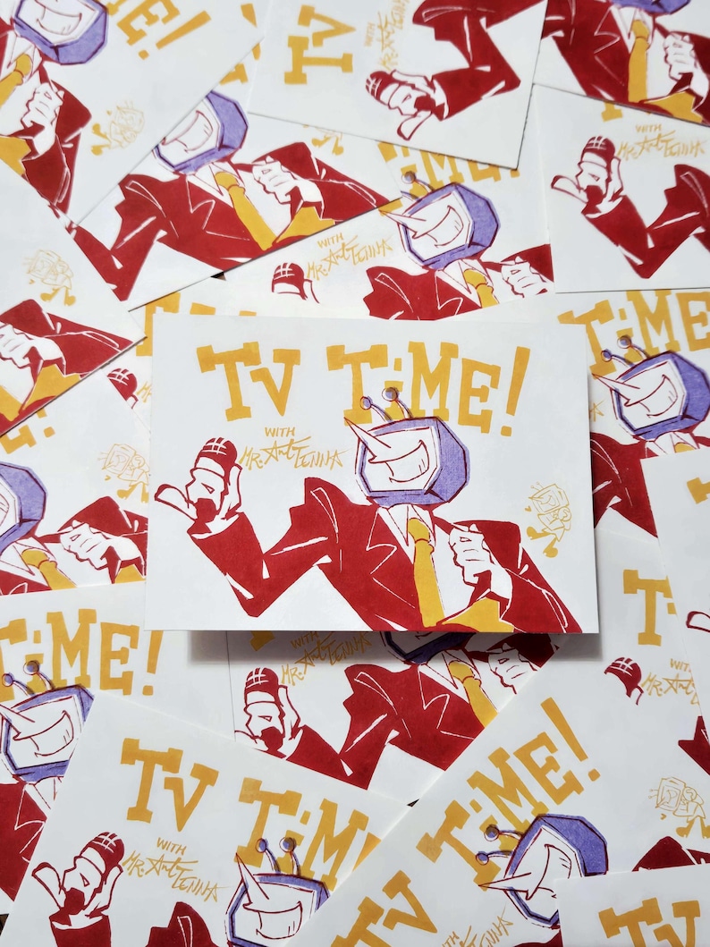 Tv Time Tenna Riso Print - Etsy