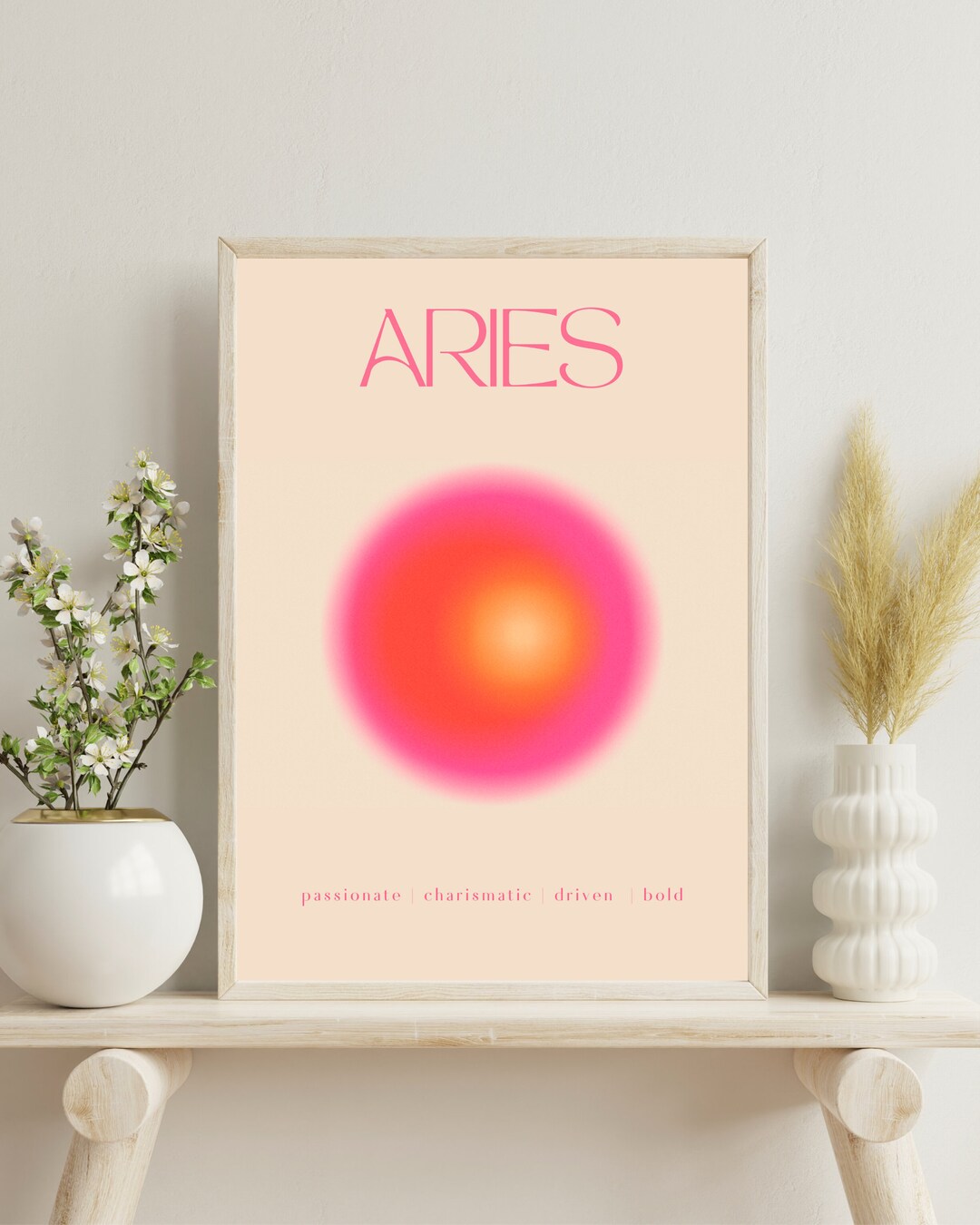 ARIES - Aura Wallpaper, Zodiac Printable, Gradient Artwork, Aries Star ...