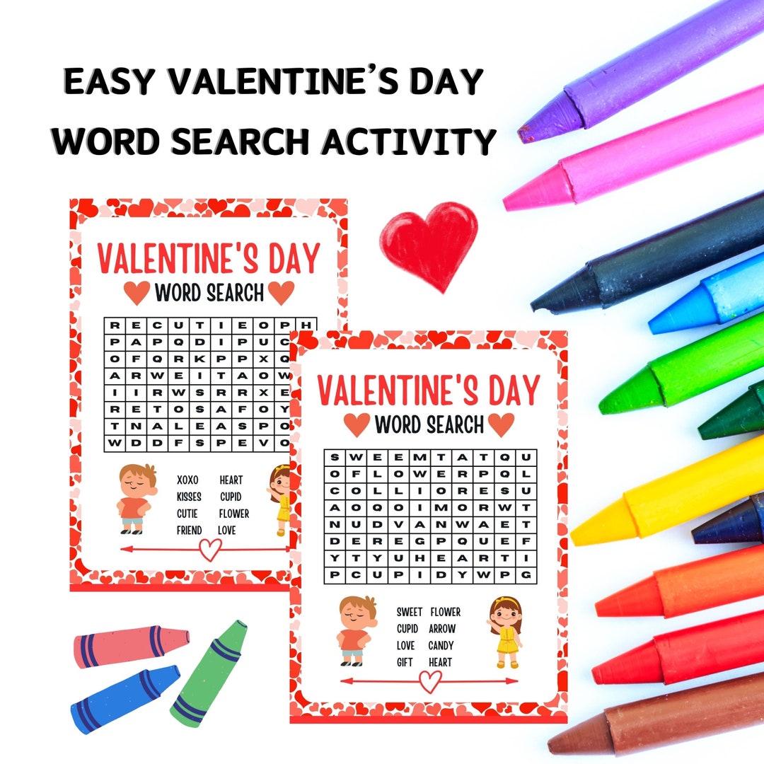 Easy and Fun Valentine's Day Word Search Preschool Activity Instant ...