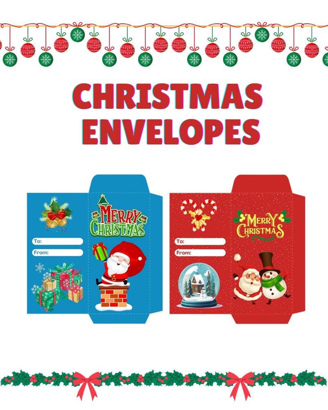 Printable Christmas Money Envelope Template Festive Holiday Cash Gift ...