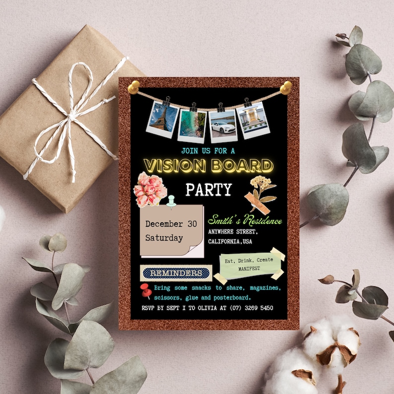 Vision Board Party Editable Template Invitation Instant Download With ...